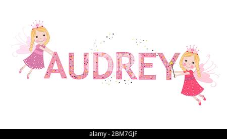 Female name Audrey. Vector decorative zentangle object Stock Vector ...
