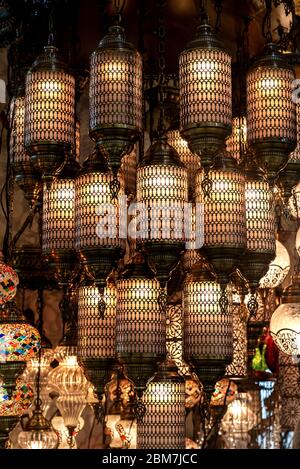 Traditional Turkish souvenir lamps and candles at Grand Bazaar Stock ...