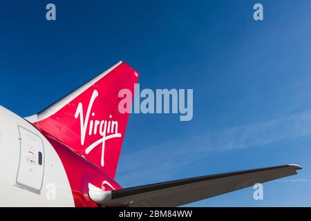 Tail of a Virgin Atlantic Boeing 787 aircraft Stock Photo - Alamy