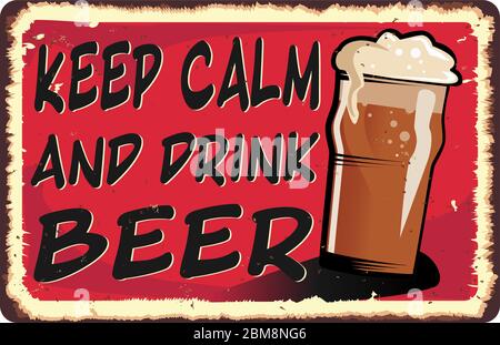 Keep calm and drink beer card metal sign Stock Vector Image & Art - Alamy