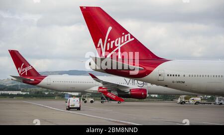 Virgin Atlantic Boeing 747 Barbarella at Manchester airport Stock Photo ...