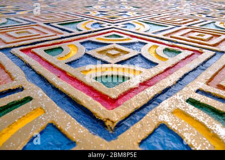 Colorful Hausa designs decorating the walls of the Emir's palace in the ...