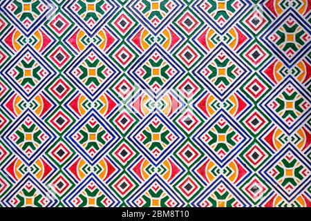 Colorful Hausa designs decorating the walls of the Emir's palace in the ...