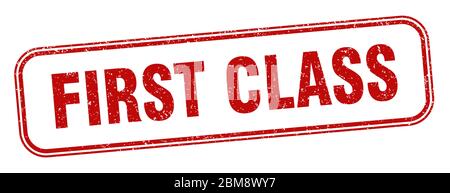 first class stamp. first class label. square grunge sign Stock Vector ...