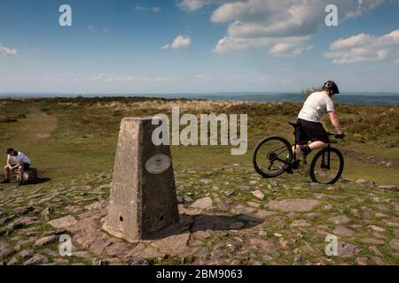 The trig point at Beacon Batch on Black Down in the Mendip Hills ...