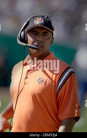 Cincinnati Bengals head coach Marvin Lewis takes the field before an ...