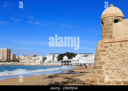 San Sabastian Castle & La Caleta Beach, Old Town, Cadiz, Andalusia ...