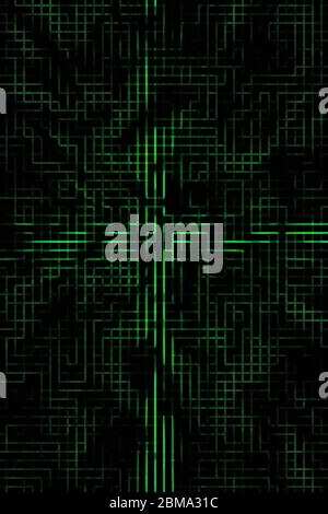 Abstract green energy lines and particles magical bright glowing ...