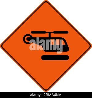 Warning sign with helicopter symbol Stock Photo - Alamy