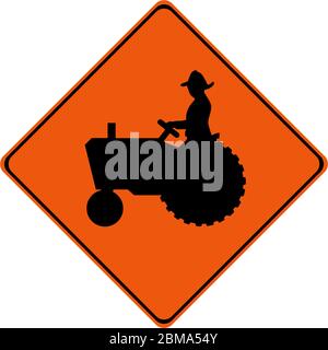 Warning sign with farm tractor symbol Stock Photo - Alamy