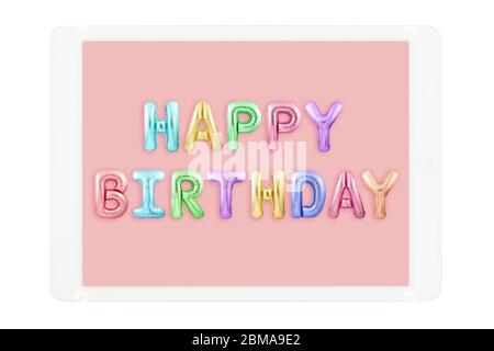 Frame made of pink inflatable foil balloons in a heart shape. Concept ...