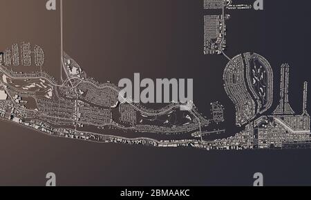 Miami map, satellite view, aerial view, Florida, United States of ...