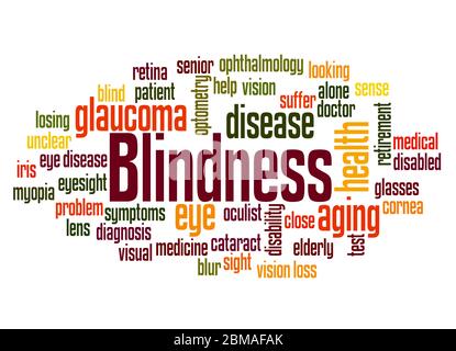 Blindness word cloud concept on black background Stock Photo - Alamy