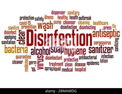 Disinfection word cloud concept on black background Stock Photo - Alamy