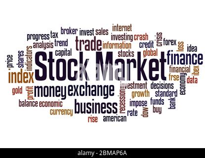Stock market word cloud concept on white background Stock Photo - Alamy