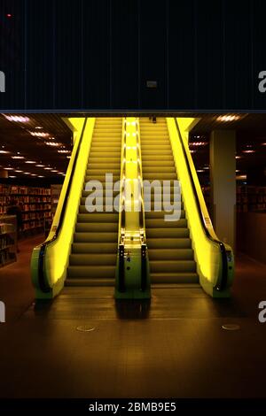 Seattle 2013, Public library interior, view of top floor reading room ...
