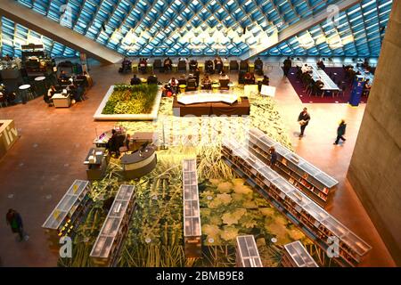 Seattle 2013, Public library interior, view of top floor reading room ...