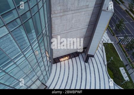 aerial view of entrance ground of modern building Stock Photo - Alamy