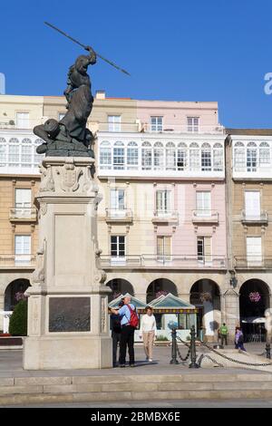 Maria Pita statue at the Plaza de Maria Pita, La Coruña, Galicia, Spain ...