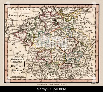 Original old map of Germany from 1875 geography textbook Stock Photo ...