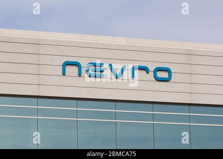 The Nevro logo is seen at the global medical device company Nevro's ...