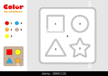 Coloring puzzle with number of color for kids with cute tiger ...