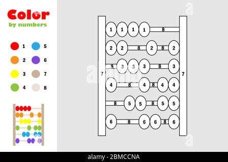 Abacus in cartoon style, coloring page, education paper game for the ...