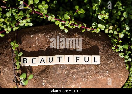 The word beautiful in block letters Stock Photo - Alamy
