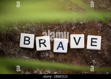 Brave in block letters Stock Photo - Alamy