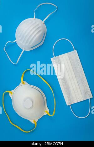 Clean safe healthy living collage concept mask and hand sanitizer ...