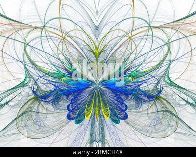 Beautiful fractal flower or butterfly with glowing elements. Abstract ...