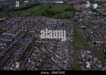 aerial view of Bransholme housing estate, Hull, East Yorkshire, UK ...
