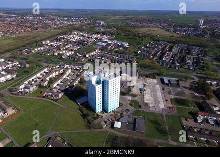 aerial view of Bransholme housing estate, Hull, East Yorkshire, UK ...
