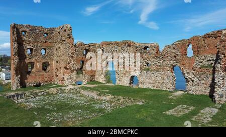 Aerial View of the Ludza Medieval Castle Ruins on a Hill Between Big ...