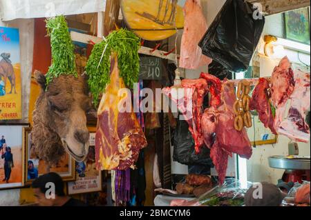 The camel butcher shop in the souk in the old city of Fez Stock Photo ...