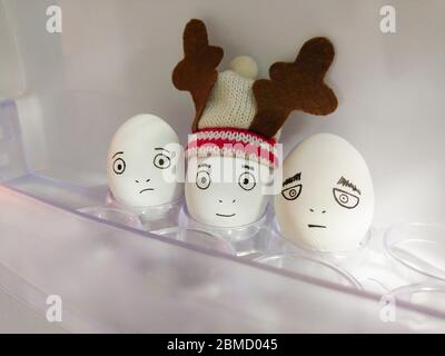 White eggs with funny faces Stock Photo - Alamy