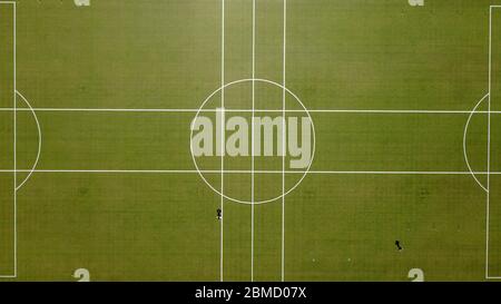 Aerial view of multiple soccer fields overlooking a suburban area Stock ...