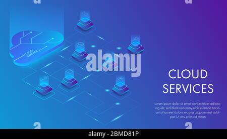 cloud computing with electronic circuit isometric icon vector ...