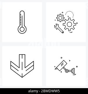 Vector icon of a thermometer with a down arrow. Temperature decrease. Temperature sensor. Simple ...