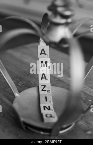 Amazing in block letters Stock Photo - Alamy
