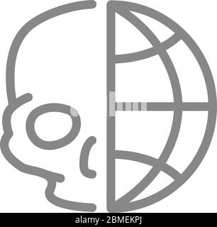 Earth skull. head of skeleton is planet. Continents and Oceans. global ...
