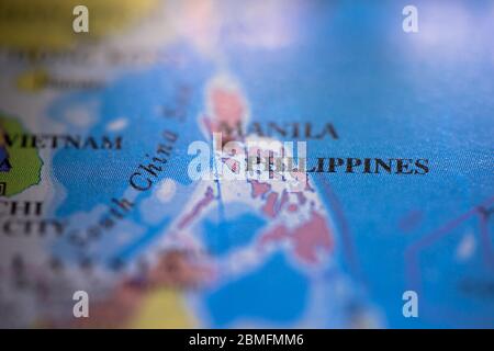 Manila city map Philippines, on atlas world map Stock Photo - Alamy