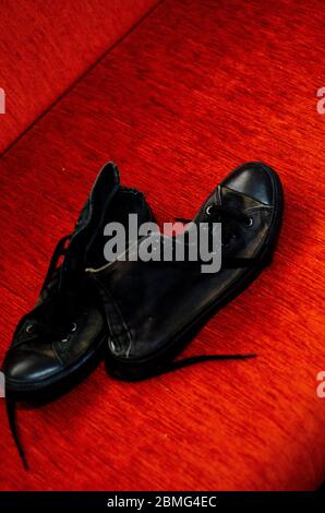 Ragged Black Stylish Shoes, Vintage Black Stylish Shoes Stock Photo - Alamy