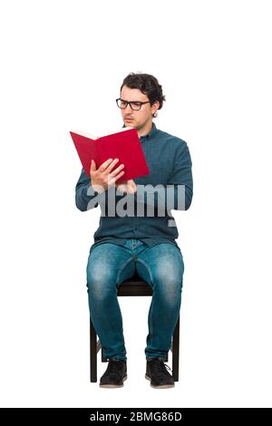 Male professor reading a book isolated on white background Stock Photo ...
