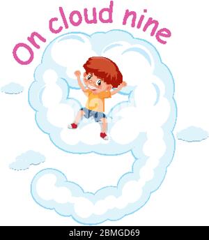 English idiom on cloud nine template illustration Stock Vector Image ...