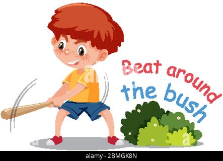 English idiom with picture description for beat around the bush on ...