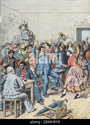 Dancing a bourrée in Auvergne, France. Early 20th century. From French ...
