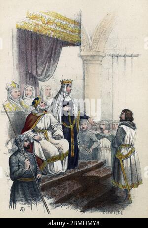 "Clovis Ier (466-511), roi des Francs, durant la bataille de Tolbiac en ...