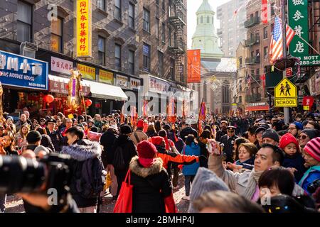 Crowds of people celebrate the Lunar New Year in Chinatown. This year's ...