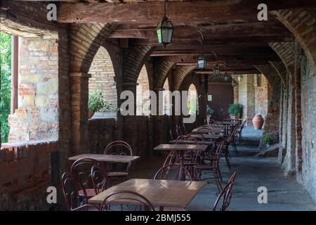 Old typical covered street of Citerna, historic village in Arezzo ...